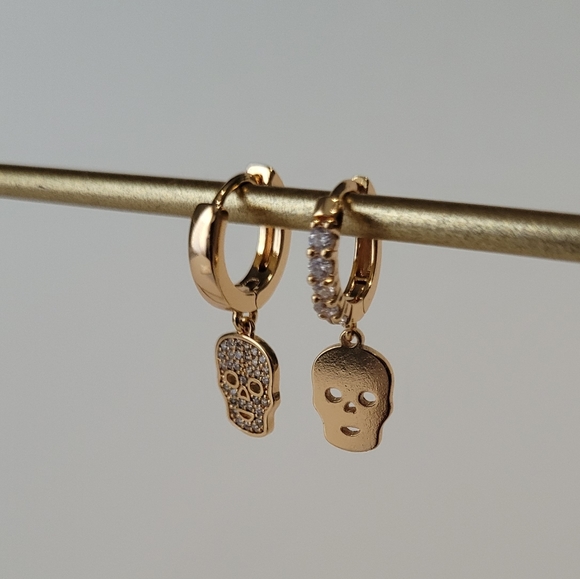 Jewelry | New Skull Dangle 18k Gold Plated Earrings | Poshmark
